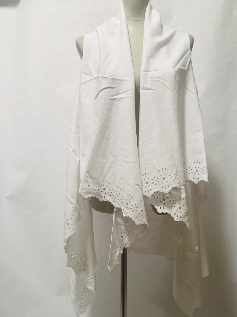 White Linen Scalloped Border Vest - Stately Designs By Donna